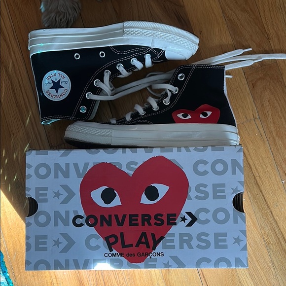 Converse | Shoes | Converse Black And Red Hightop Sneakers With Heart ...